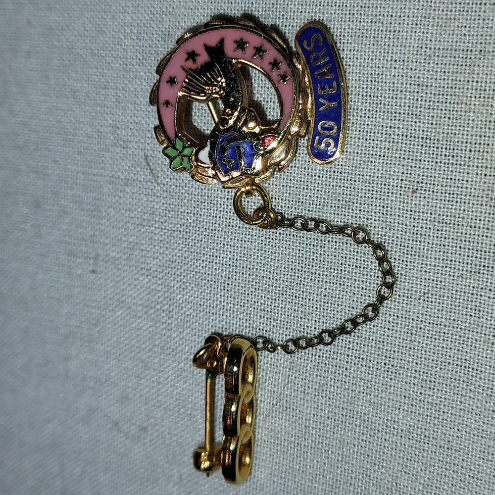 Vintage Rebekah 50 Year Membership Pin With Attached … - Gem